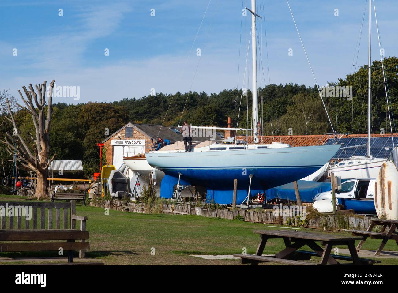 Harry King & Sons boatyard at Pin Mill, Suffolk on the river Orwell ...