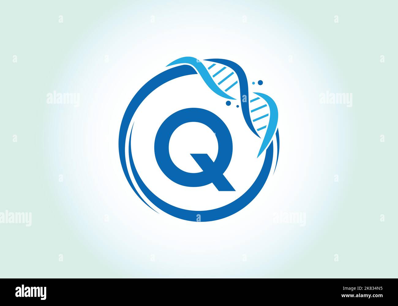 Letter Q monogram alphabet in a circle with DNA. Genetics logo design ...