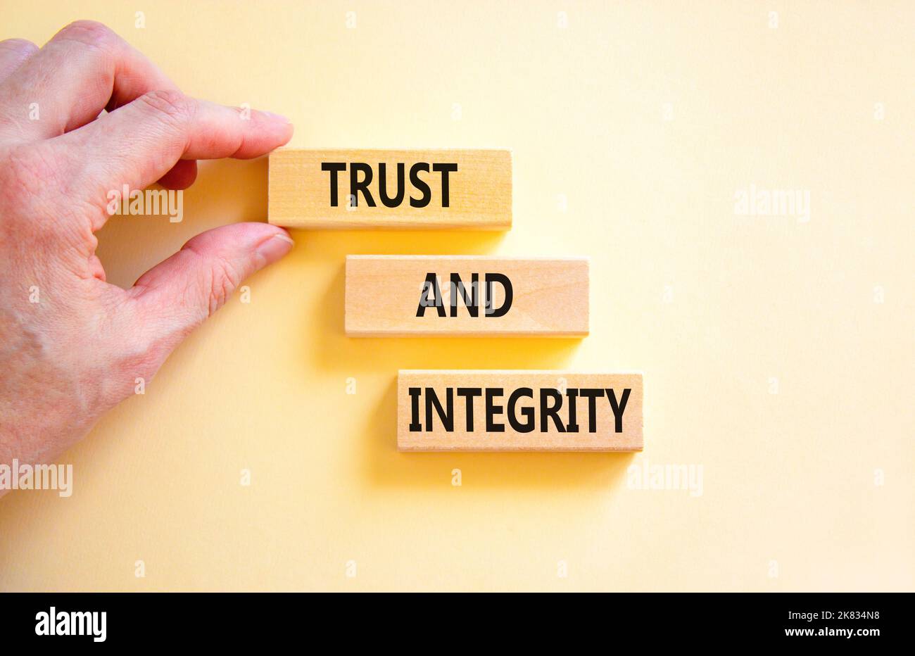 Trust and integrity symbol. Concept words Trust and integrity on wooden ...