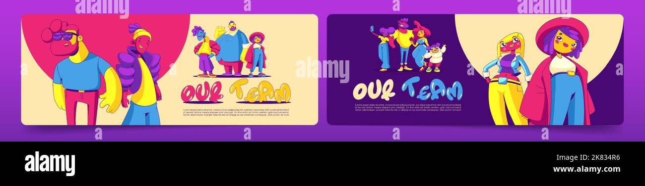 Our team posters with people in contemporary art style. Vector banners ...