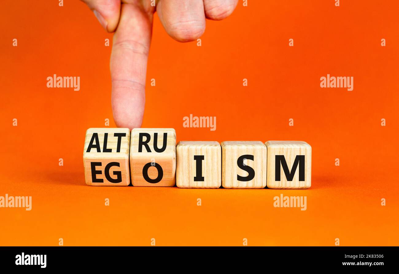 Altruism or egoism symbol. Concept words Egoism and Altruism on wooden ...