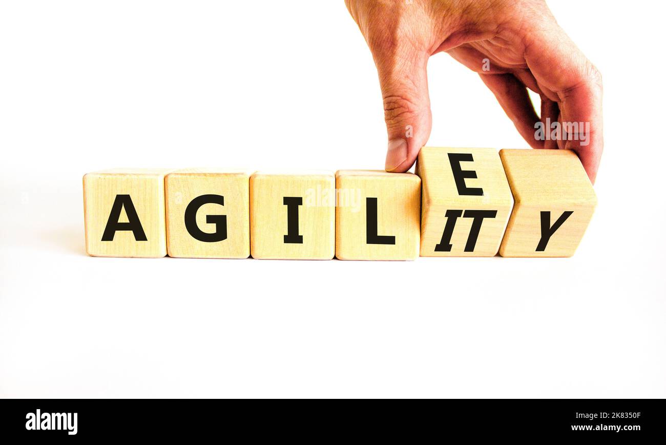 Agile and agility symbol. Concept words Agile and Agility on wooden ...