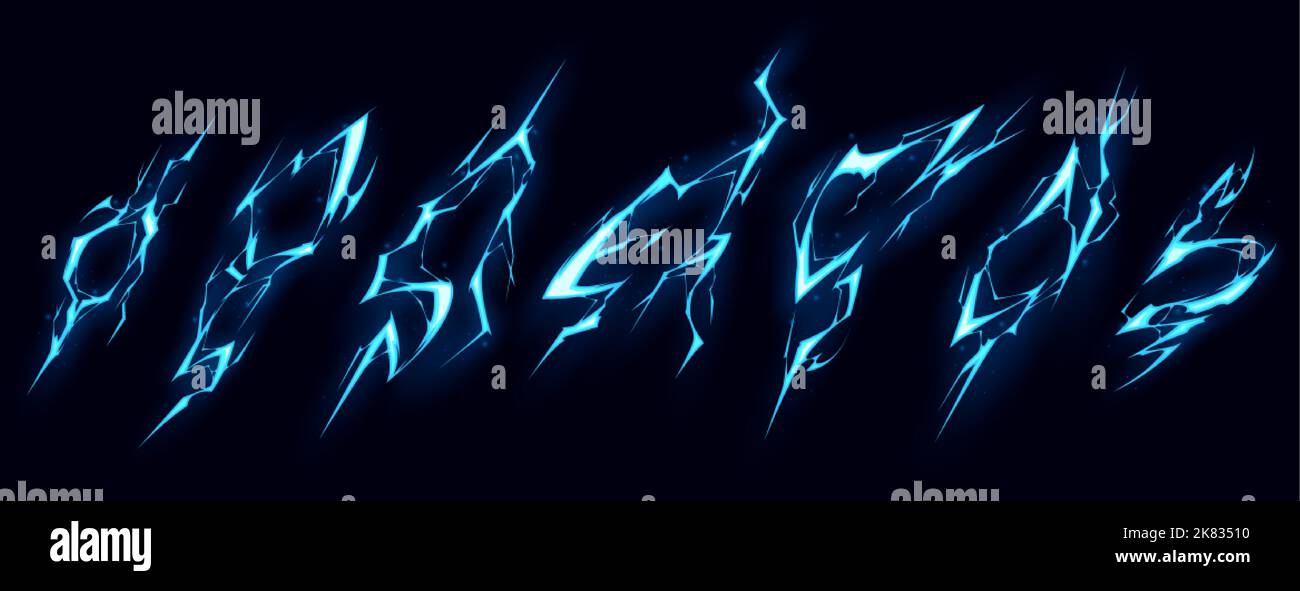 Lightning bolt hit vfx effect. Blue electric or magic thunderbolt ...