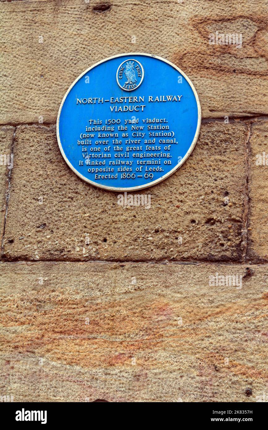 North Eastern Railway blue plaque. Swinegate, Leeds Stock Photo - Alamy