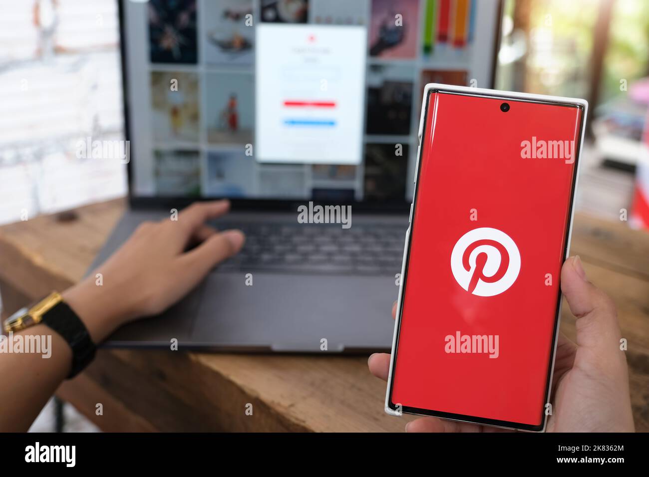 Chiangmai, THAILAND - June 06, 2021:woman Hand holding smartphone ...