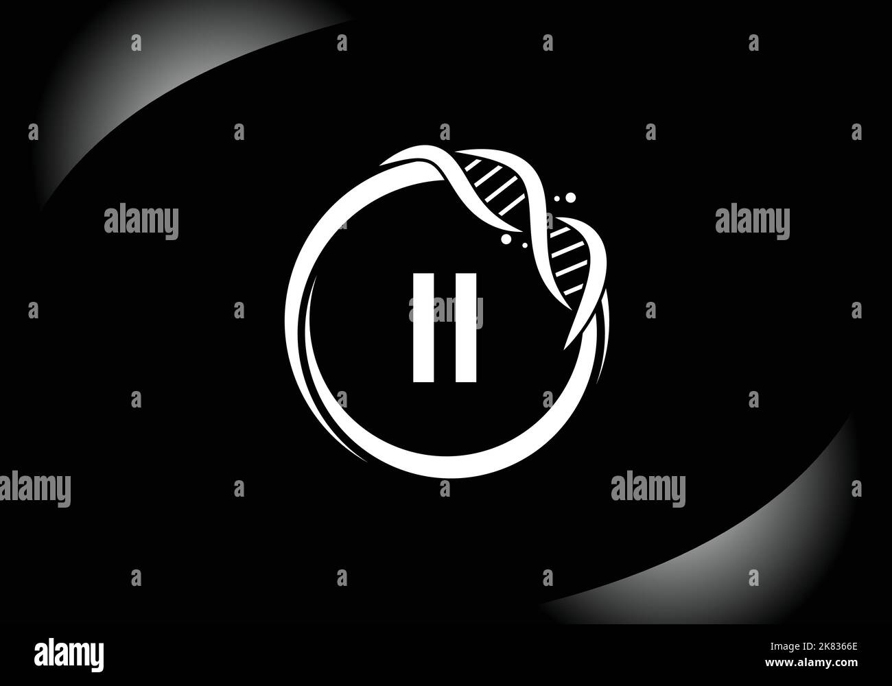 Letter II monogram alphabet in a circle with DNA. Genetics logo design ...