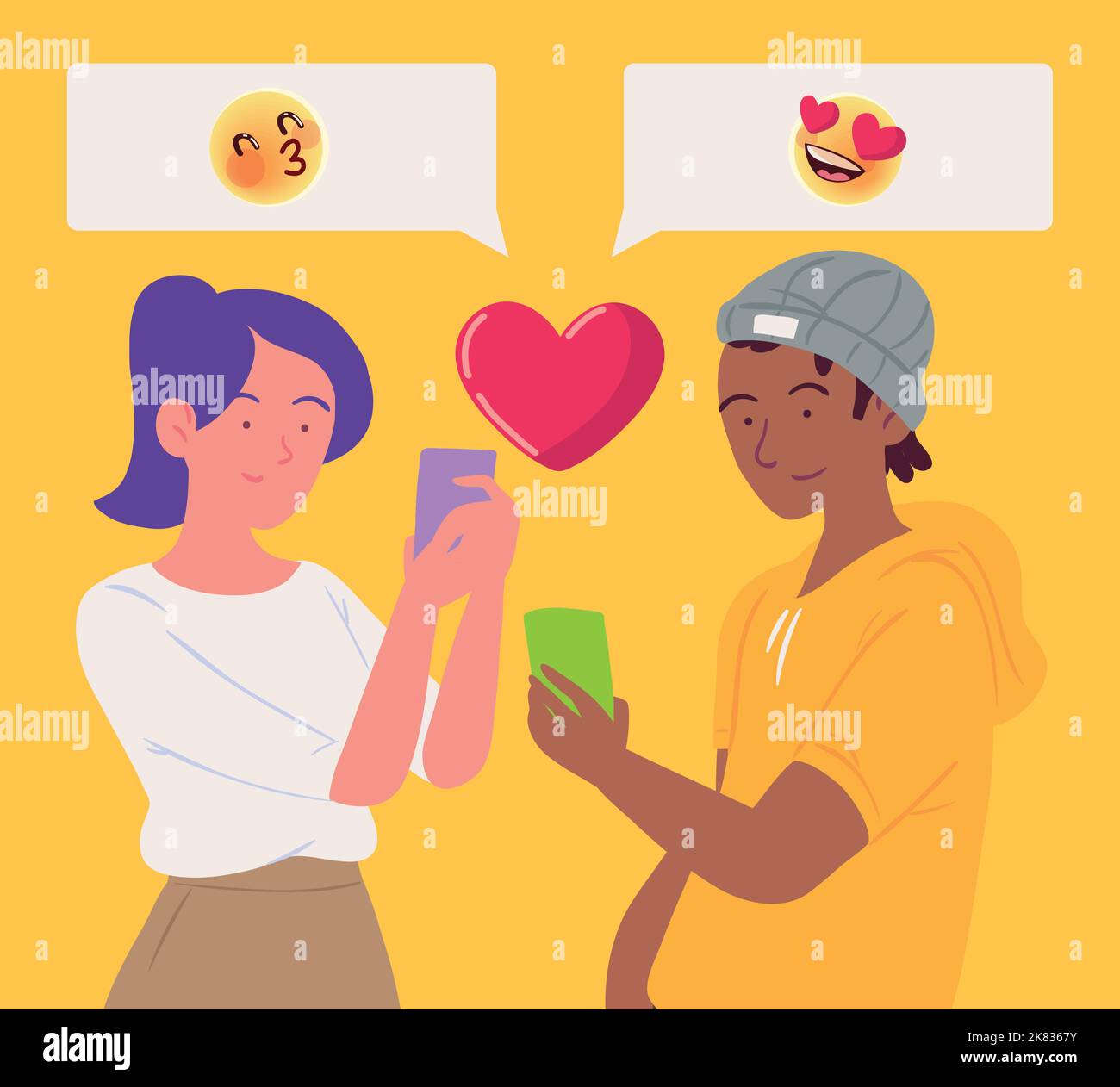 couple sending messages Stock Vector Image & Art - Alamy