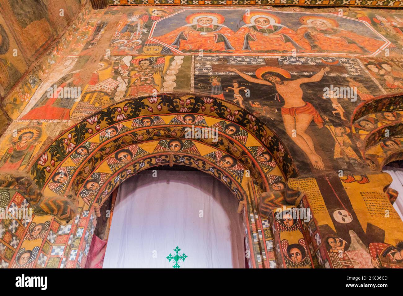 GONDAR, ETHIOPIA - MARCH 13, 2019: Colorfuly decorated interior of ...