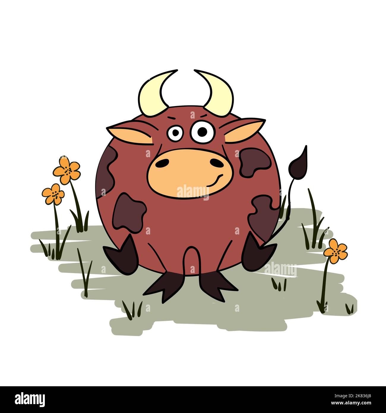 Cartoon bull. Vector illustration of cute ox Stock Vector Image & Art ...
