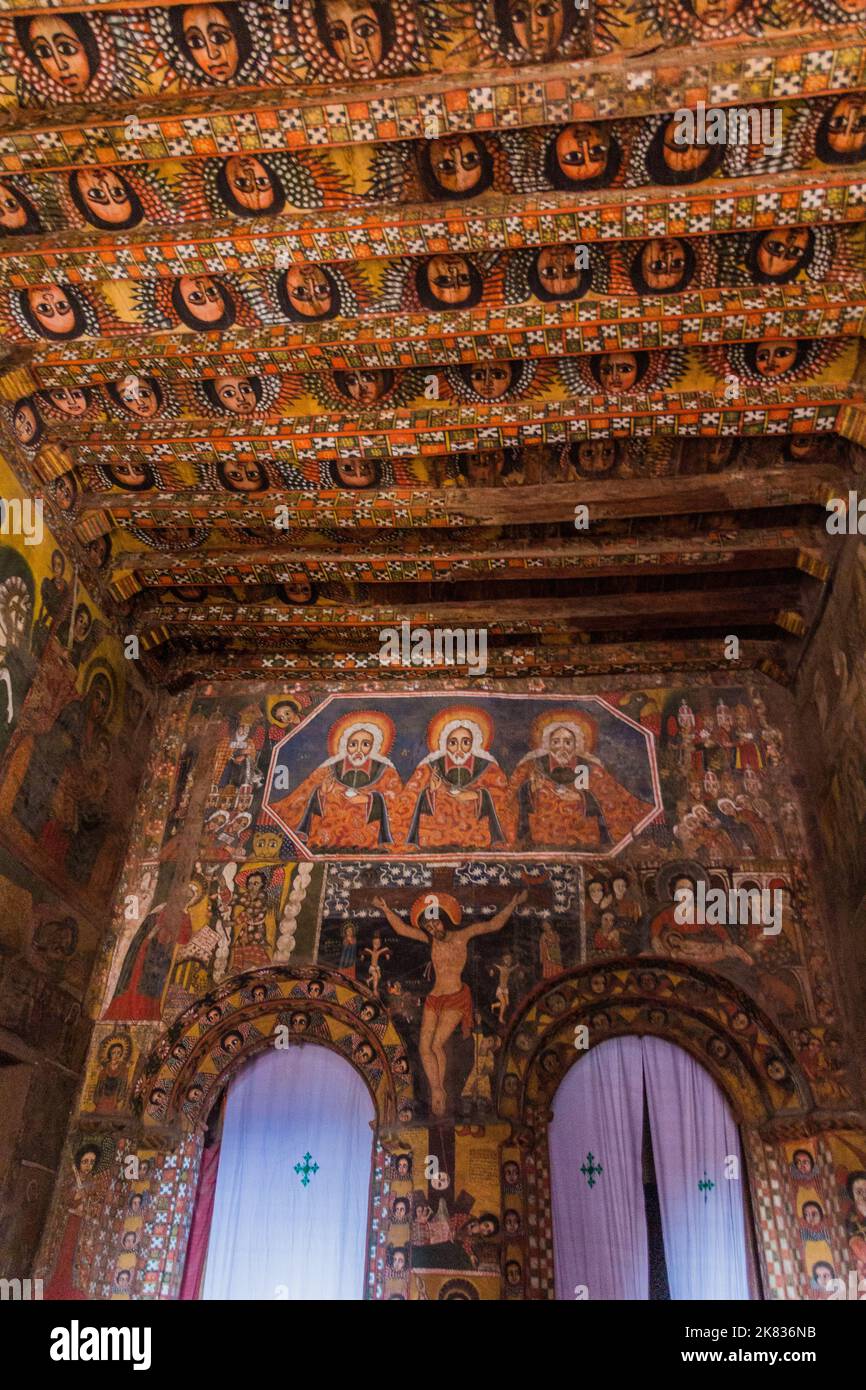 GONDAR, ETHIOPIA - MARCH 13, 2019: Colorfuly decorated interior of ...