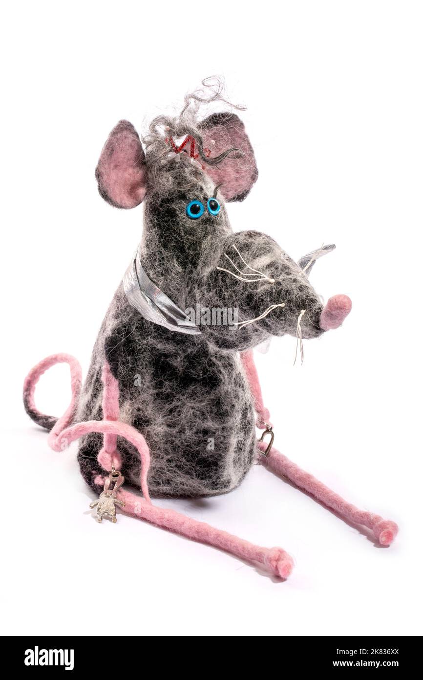Rat - soft toy made of felted wool on a white background Stock Photo ...
