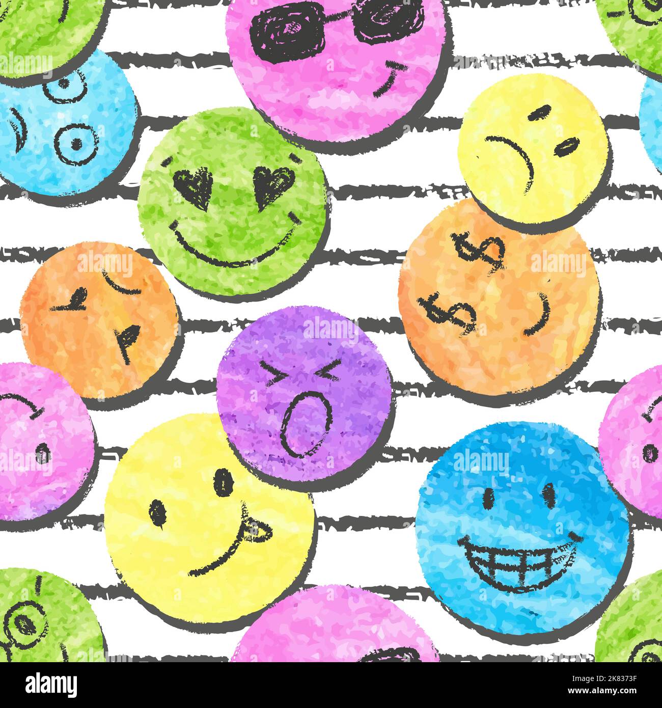 Smiley pattern. Colorful striped vector smile faces background Stock ...