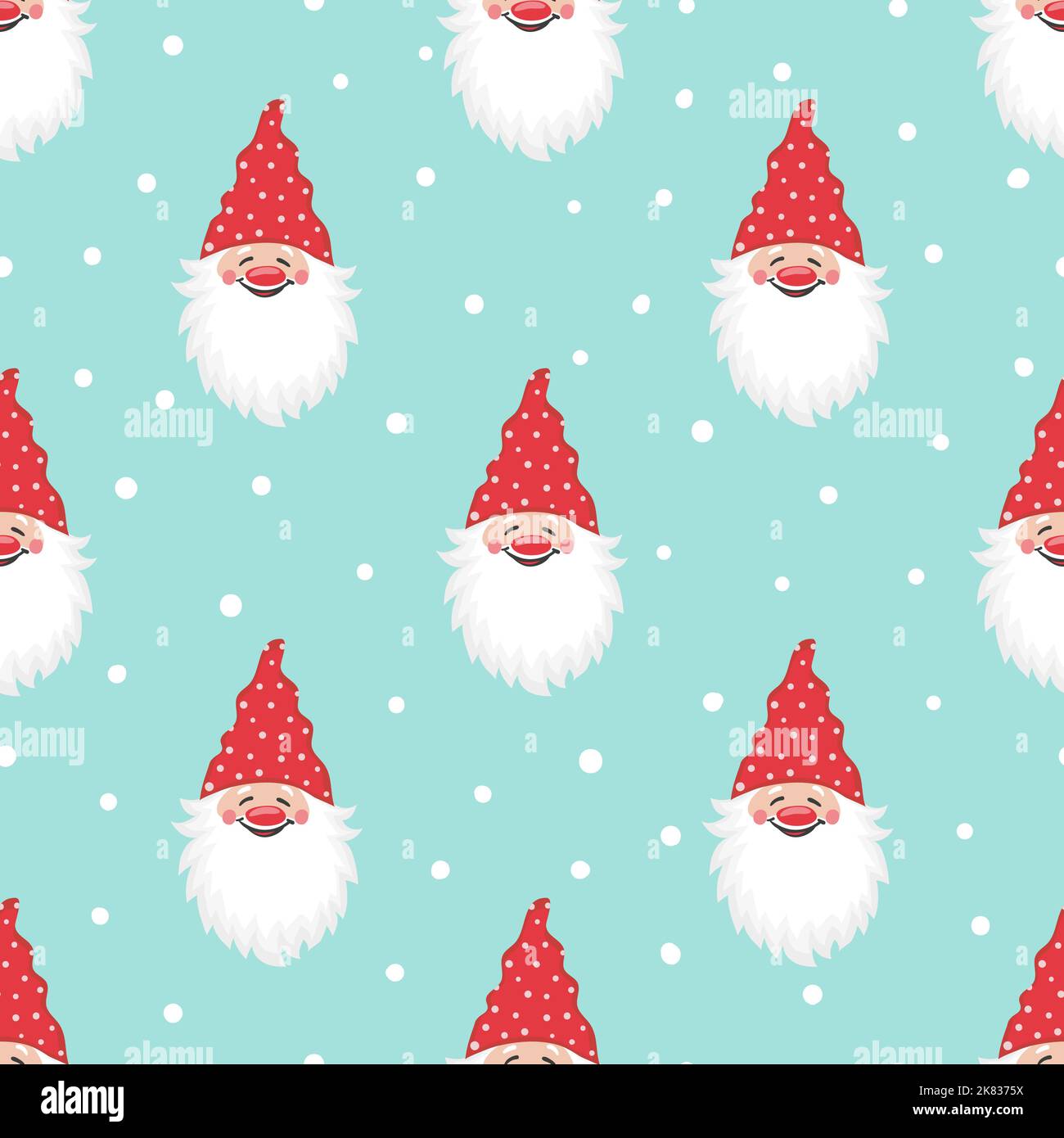 Cute gnomes pattern. Seamless Christmas background. Wrapping paper ...