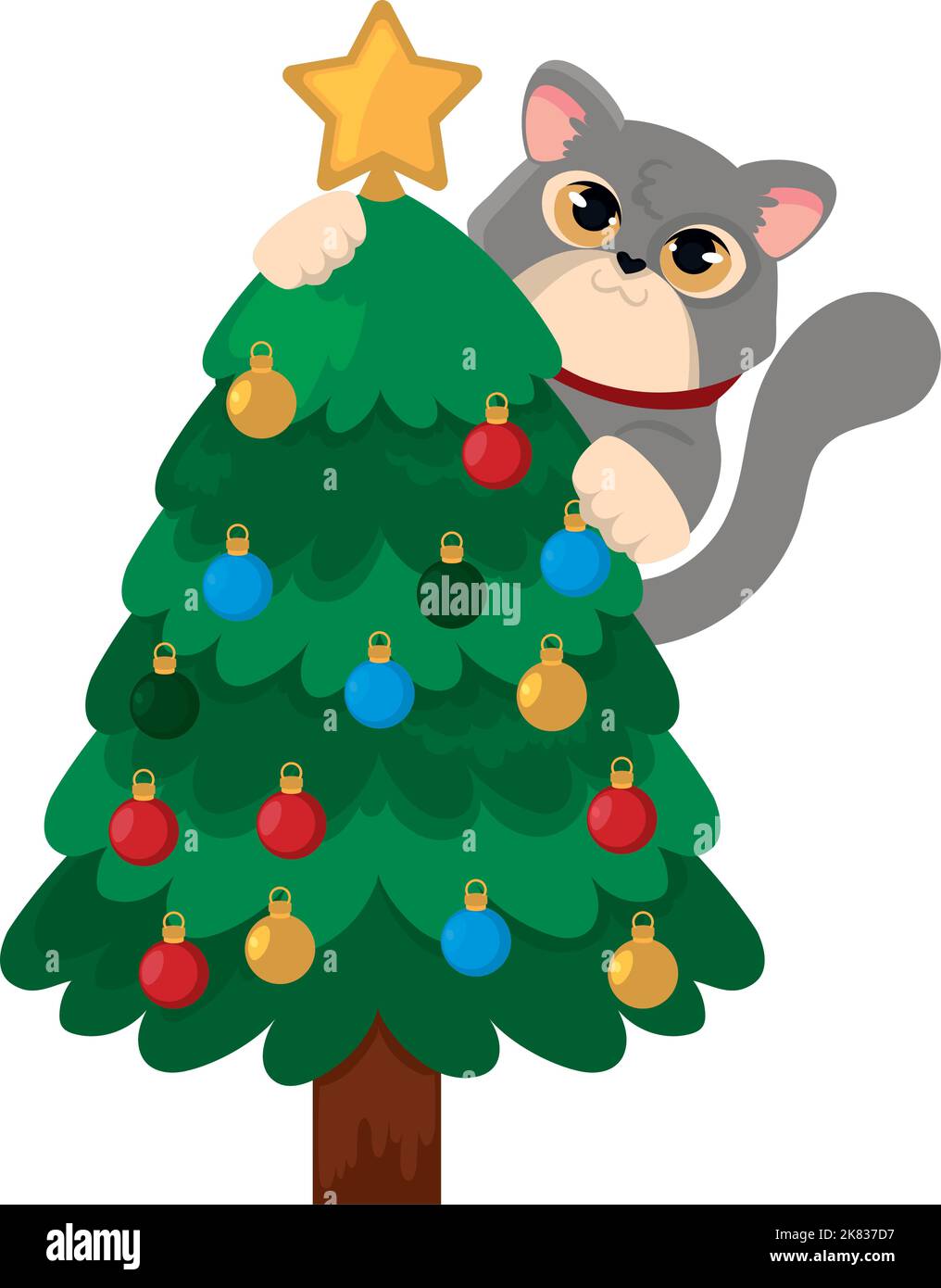 christmas cat and tree Stock Vector Image & Art - Alamy