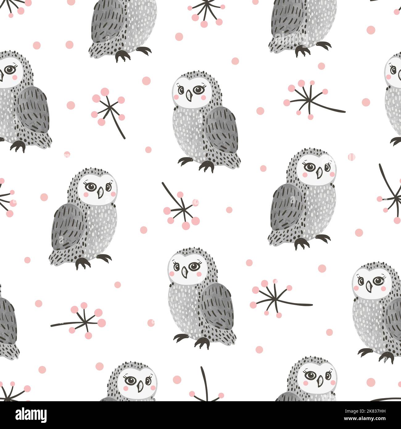 Seamless cute watercolor owls pattern. Vector illustration for kids Stock Vector Image & Art - Alamy