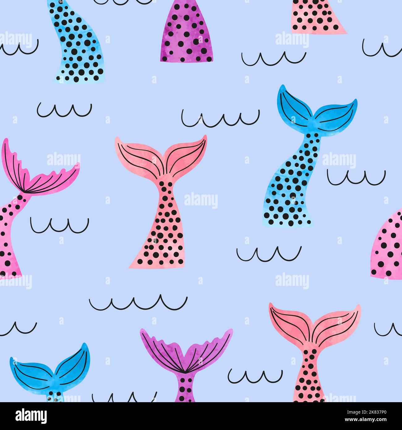 Watercolor mermaid pattern hi-res stock photography and images - Alamy