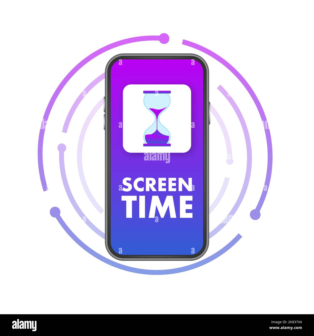 Screen time. Time control on smartphone. Vector stock illustration ...
