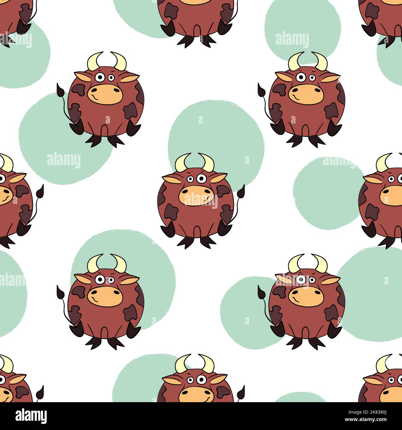 Cartoon bulls pattern. Polka dot vector background for kids Stock ...