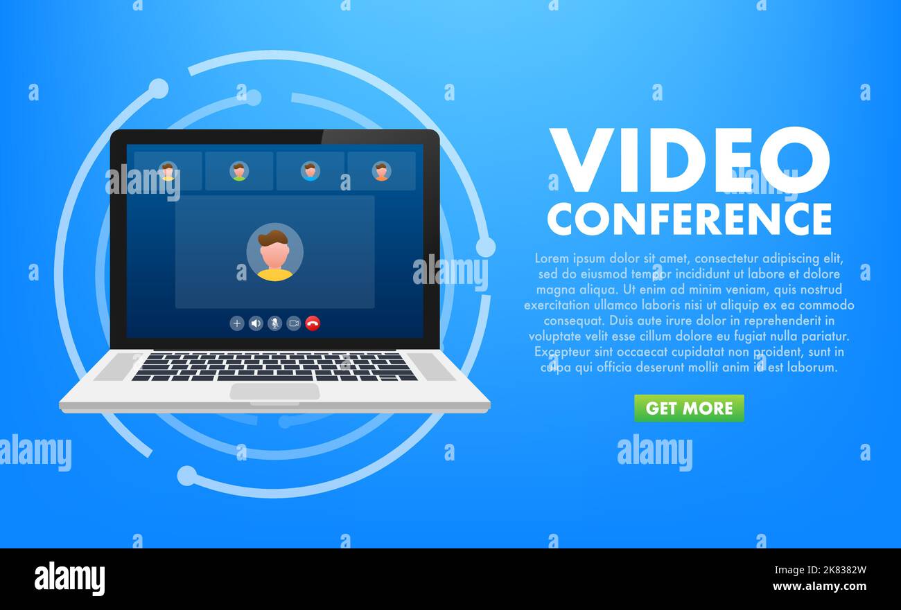 Incoming video call on laptop. Laptop with incoming call, man profile ...