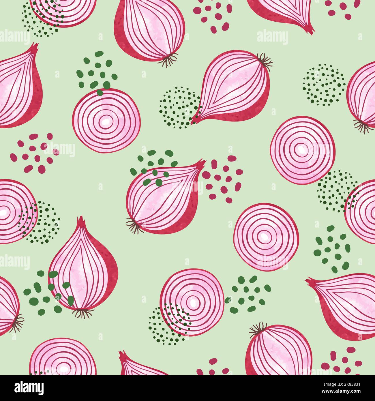 Seamless red onion pattern. Vegetable vector background Stock Vector ...
