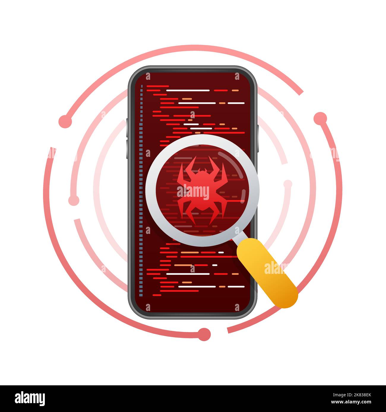 Virus Detected On Smartphone Malware Viruses Attack Warning Vector Stock Illustration Stock
