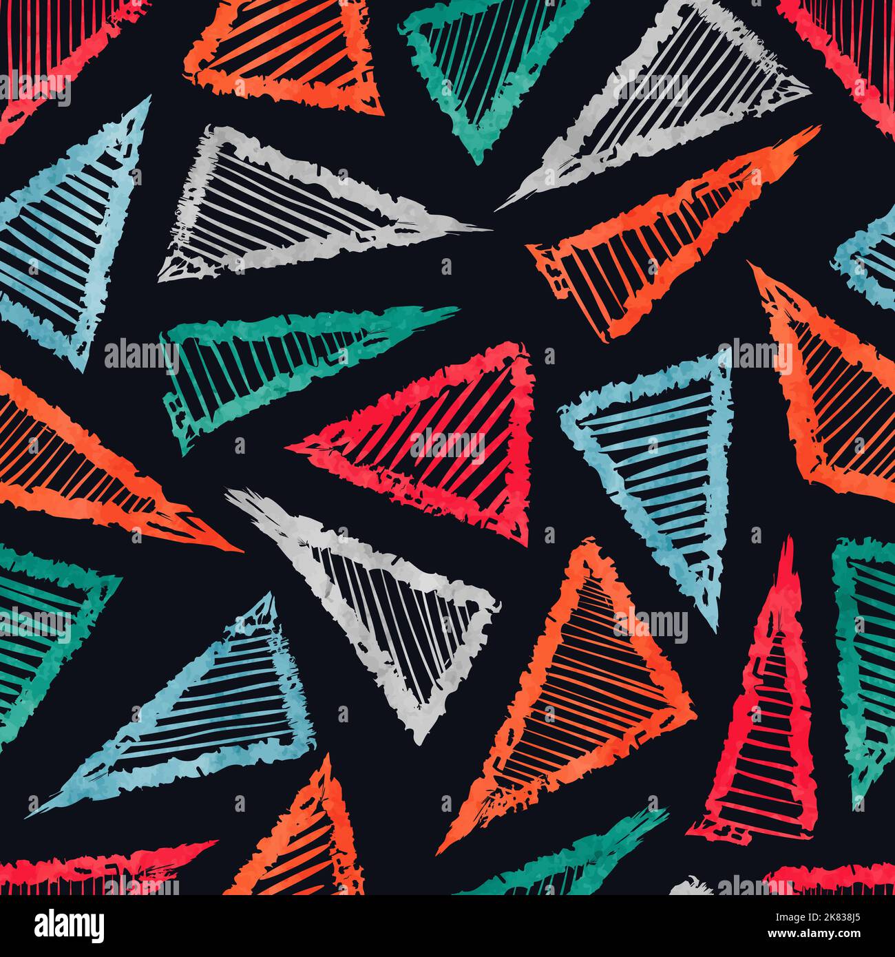 Abstract seamless geometric pattern with watercolor triangles. Vector ...