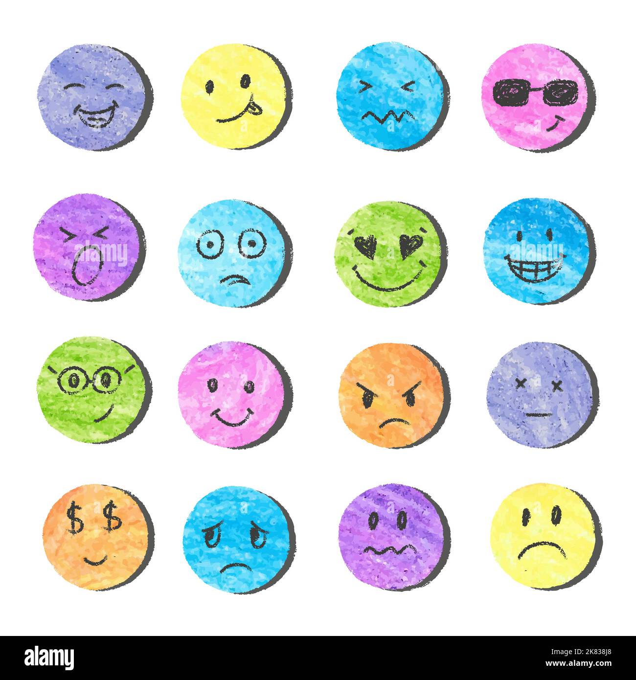 Emoticons set. Vector collection of emotion symbols. Colorful ...