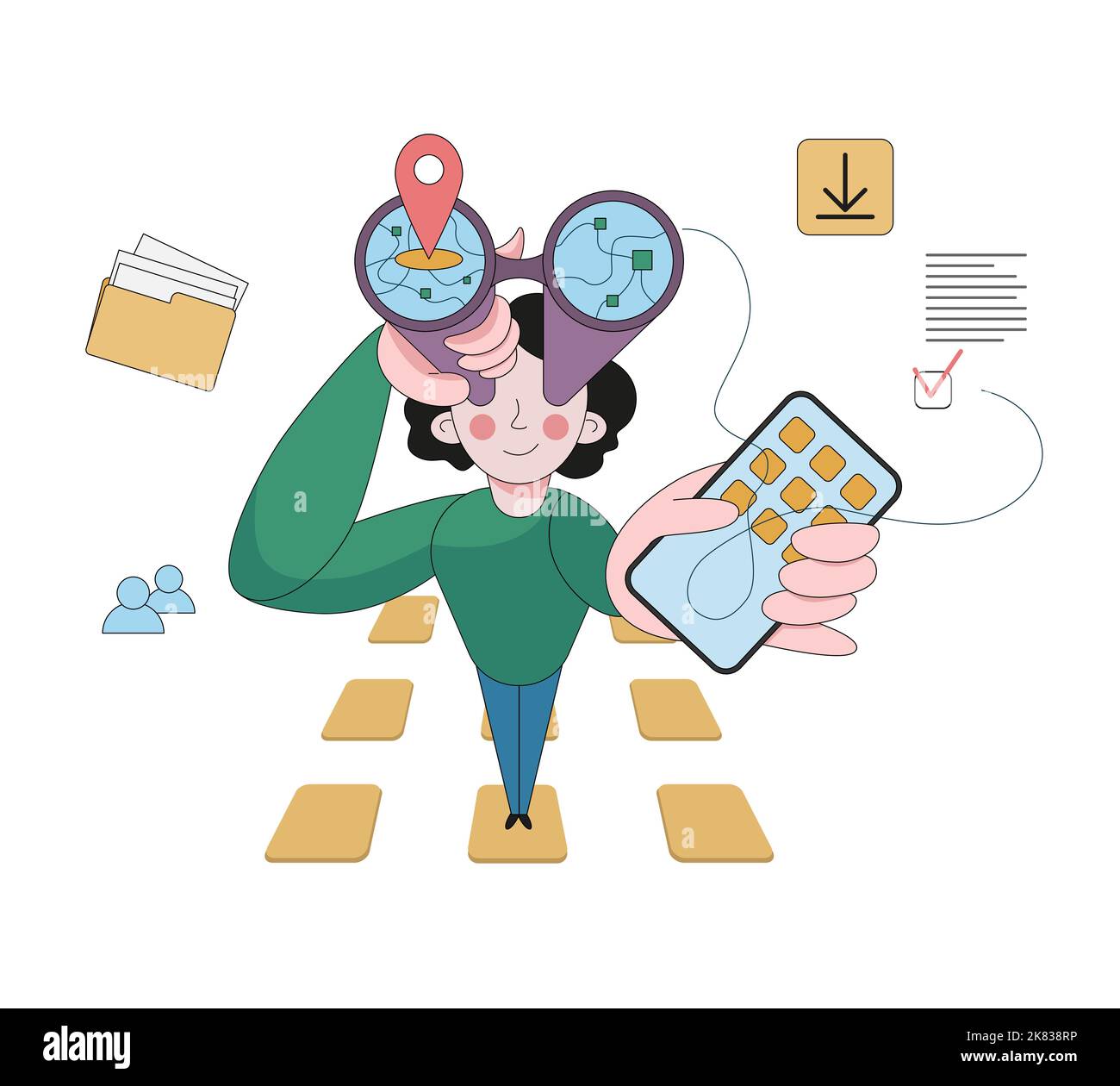 Apps track you. Human stands with binoculars and follows your every ...