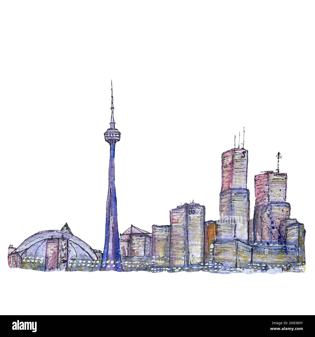 Drawing watercolor city hi-res stock photography and images - Alamy