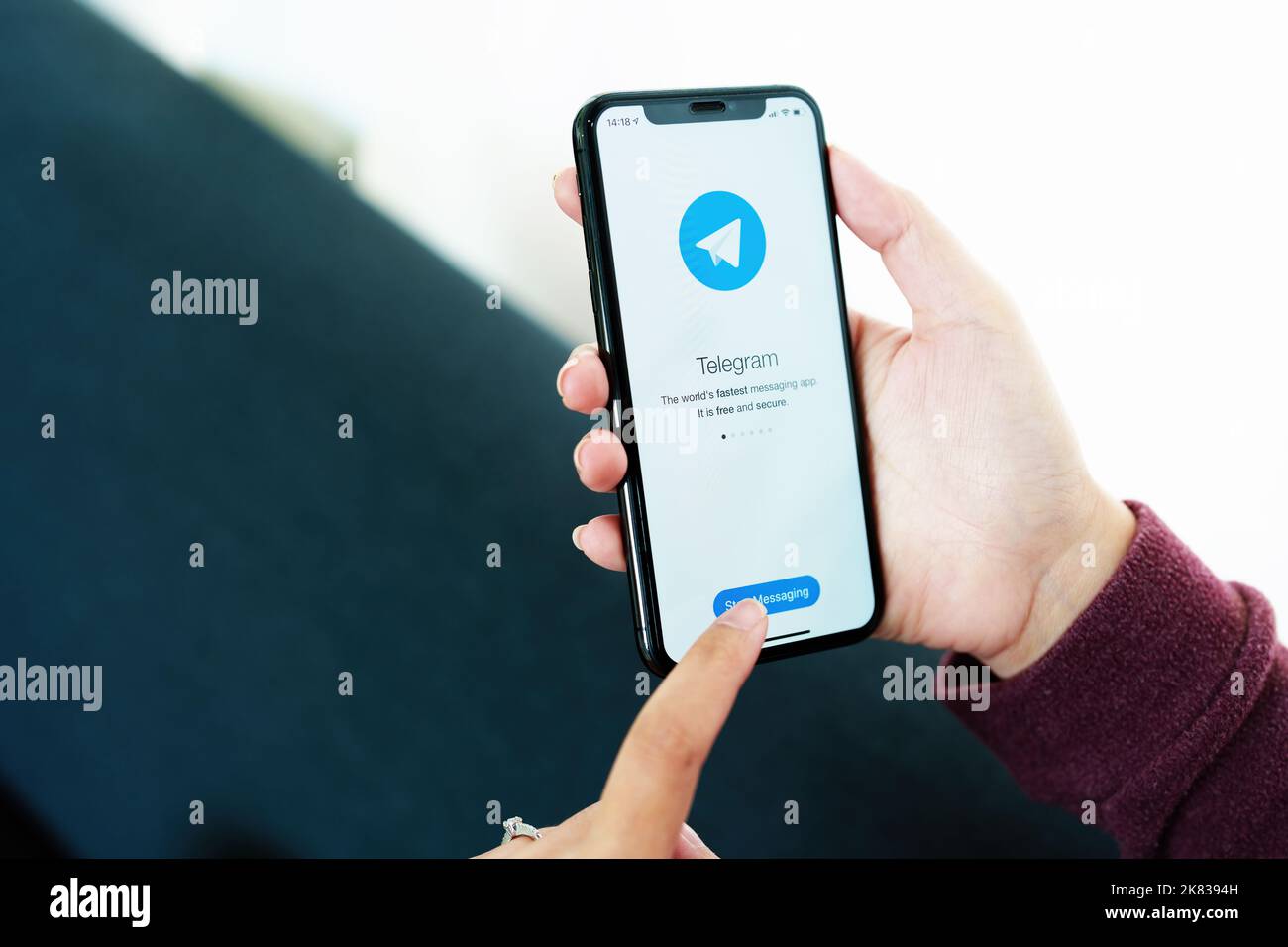 Chiangmai, Thailand April 03 2022 : Telegram application icon ...