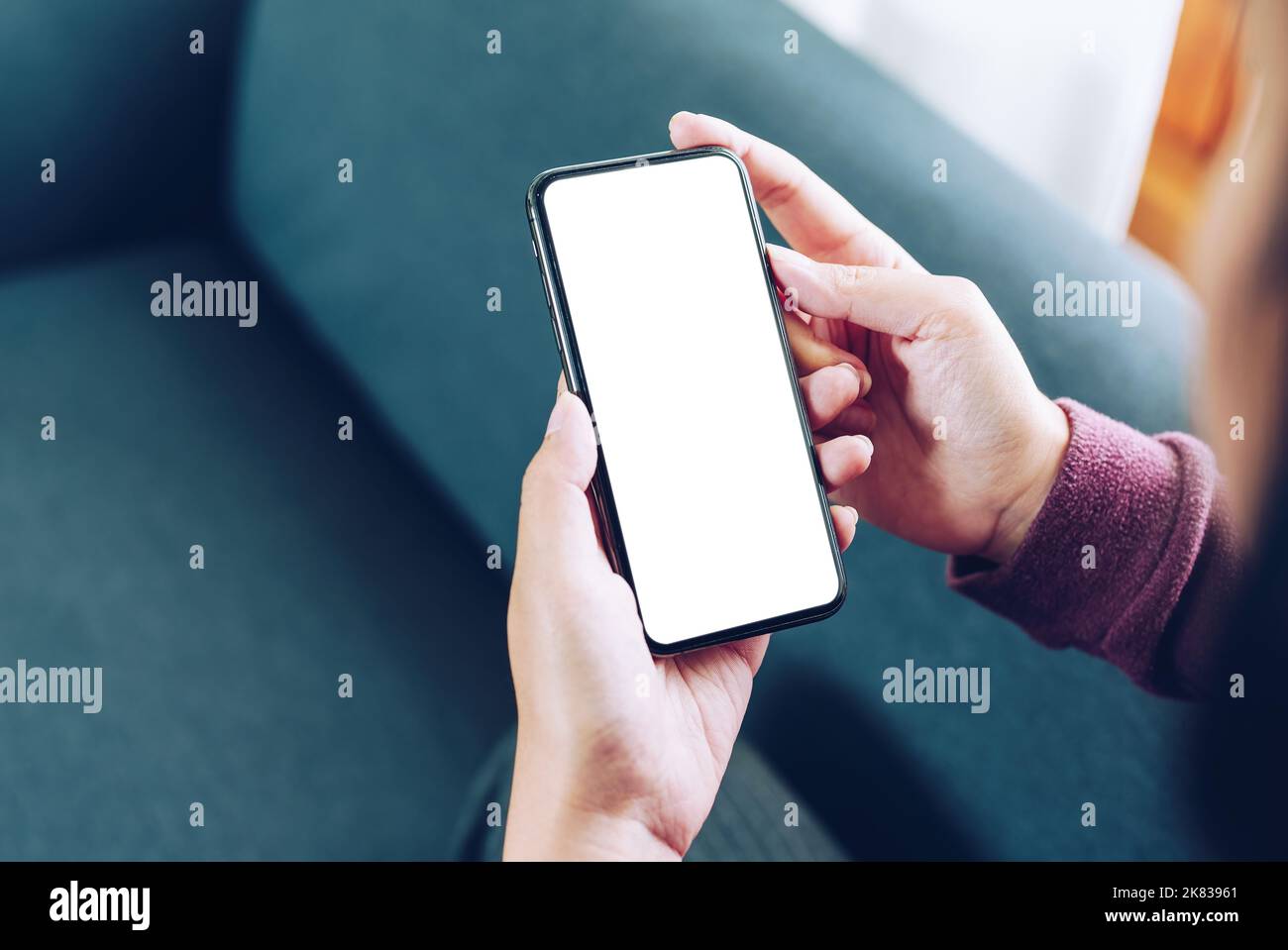 shopping, meeting, information searching, Asian woman using a white ...