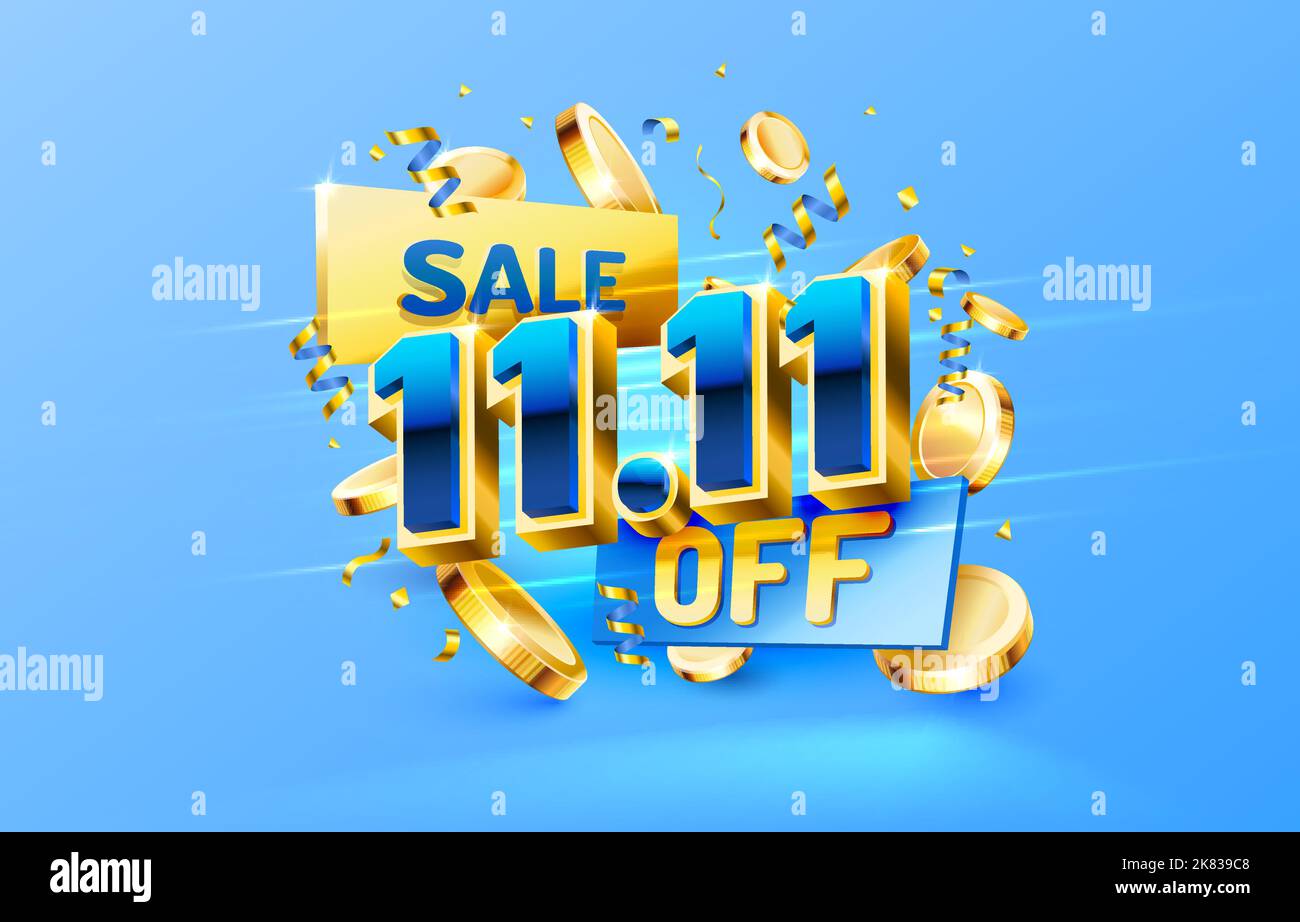 Special offer, shopping day 11.11, marketing poster. Vector ...