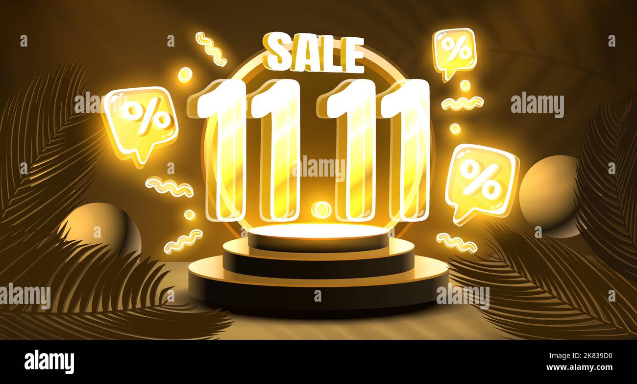 Special offer, shopping day 11.11, marketing poster. Vector ...