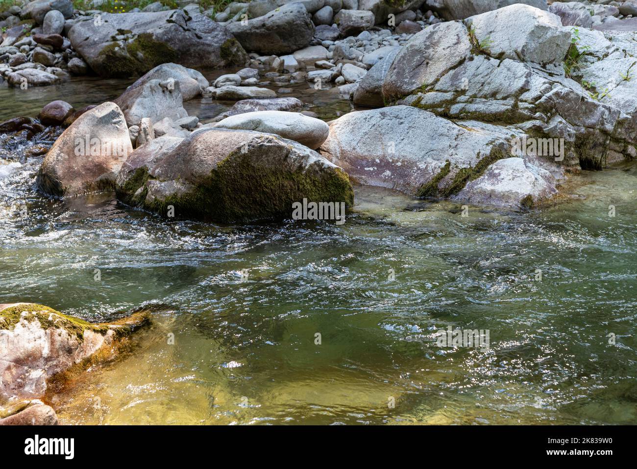 Landscape on the upper course of the river Gilort, Gorj, Romania ...