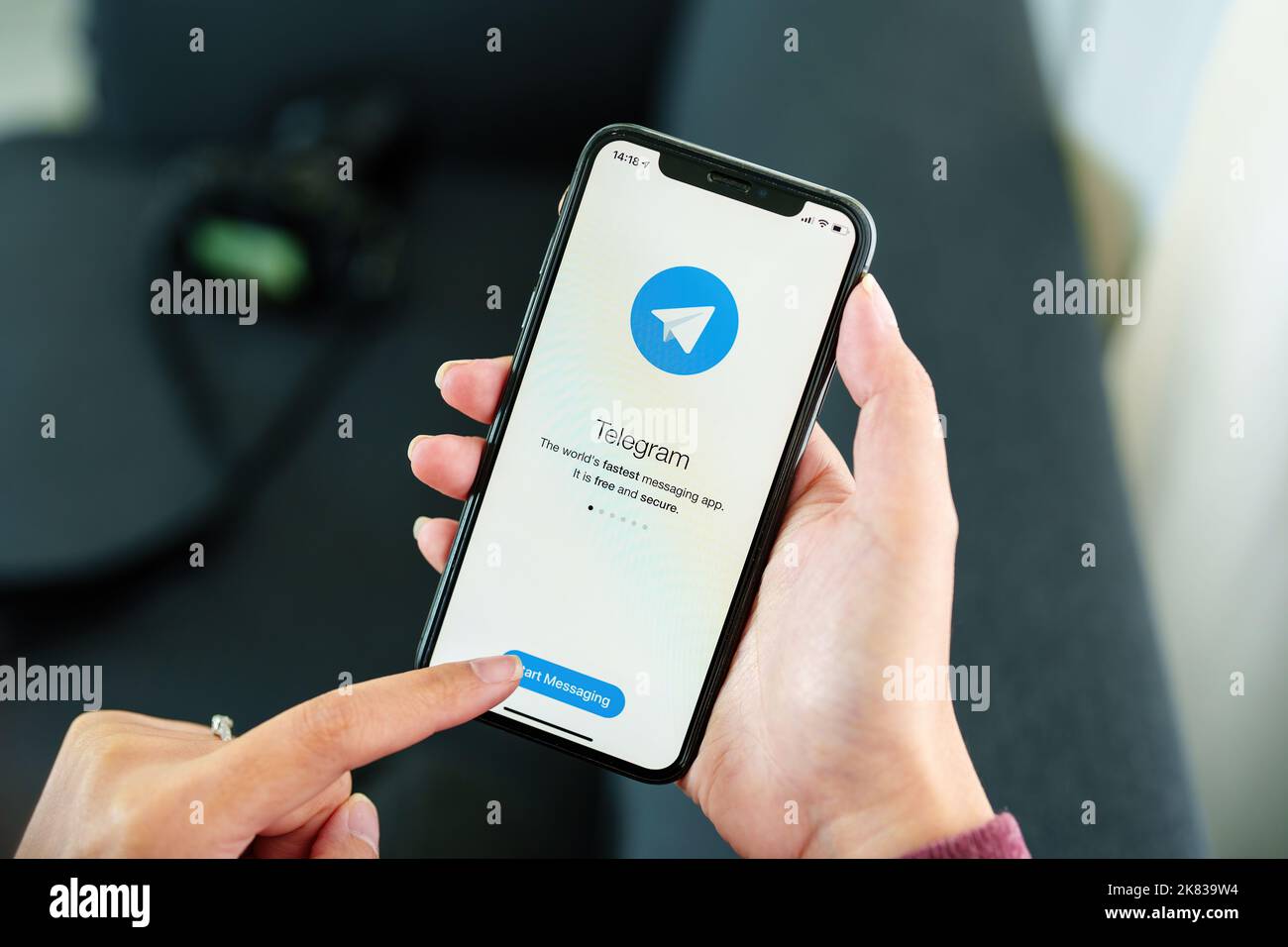 Chiangmai, Thailand April 03 2022 : Telegram application icon ...