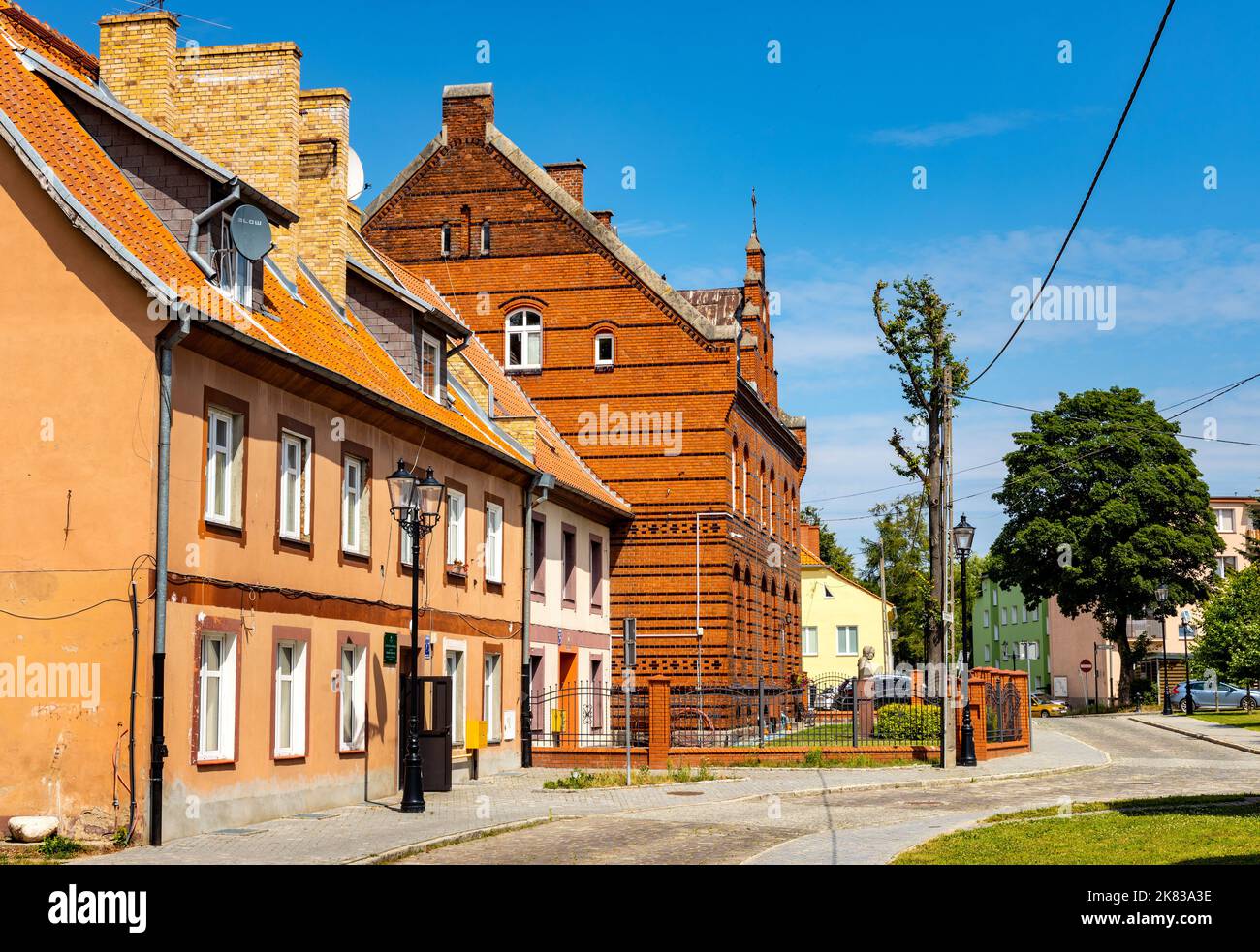 Bartoszyce, Poland - July 13, 2022: Mazurska street with vicarage house ...