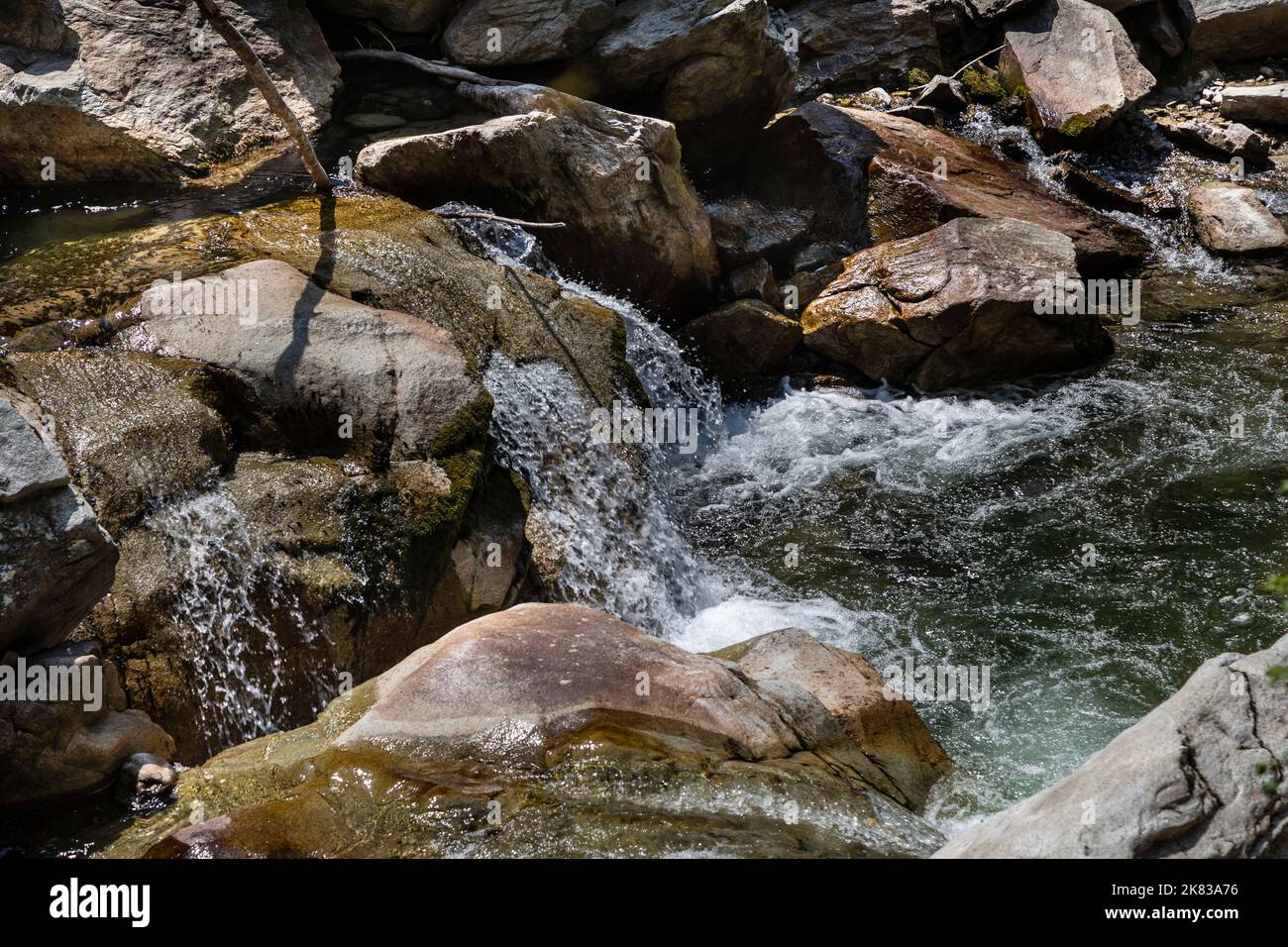 Landscape on the upper course of the river Gilort, Gorj, Romania ...