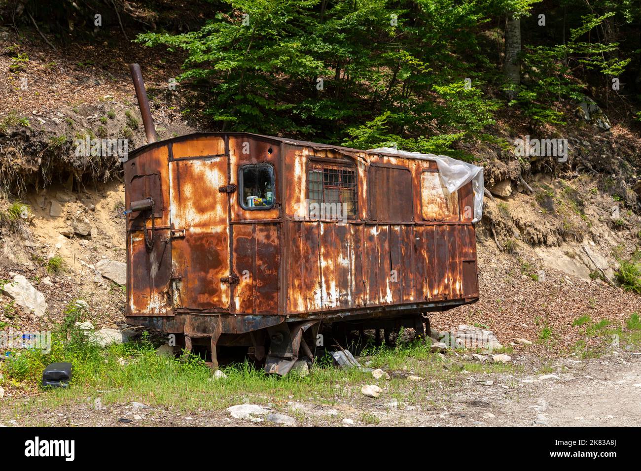 Novaci, Gorj County, Romania – July 24, 2022: Old and rusty wagon in ...