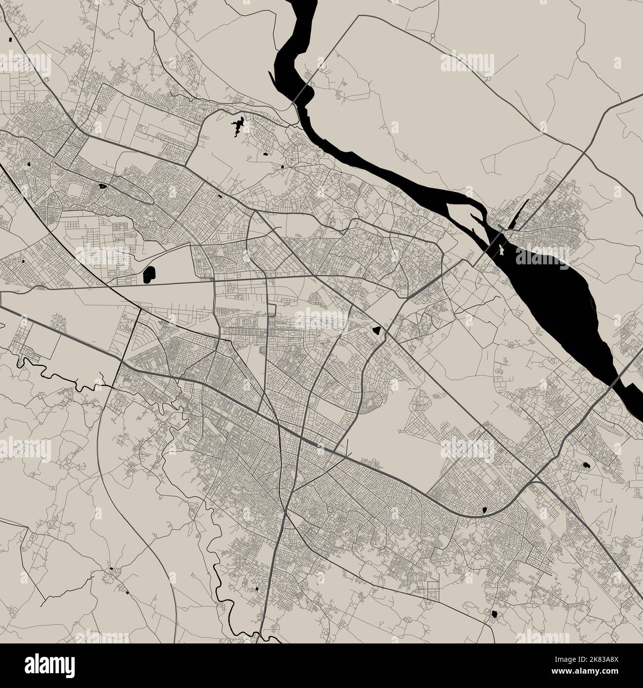 Vector map of Kanpur, India. Urban city road map poster illustration ...