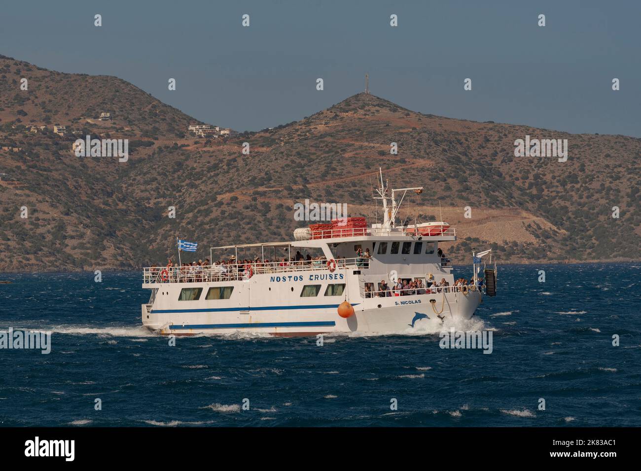 Agios Nikolaos, Crete, Greece. 2022. Tour boat returning to Agios ...