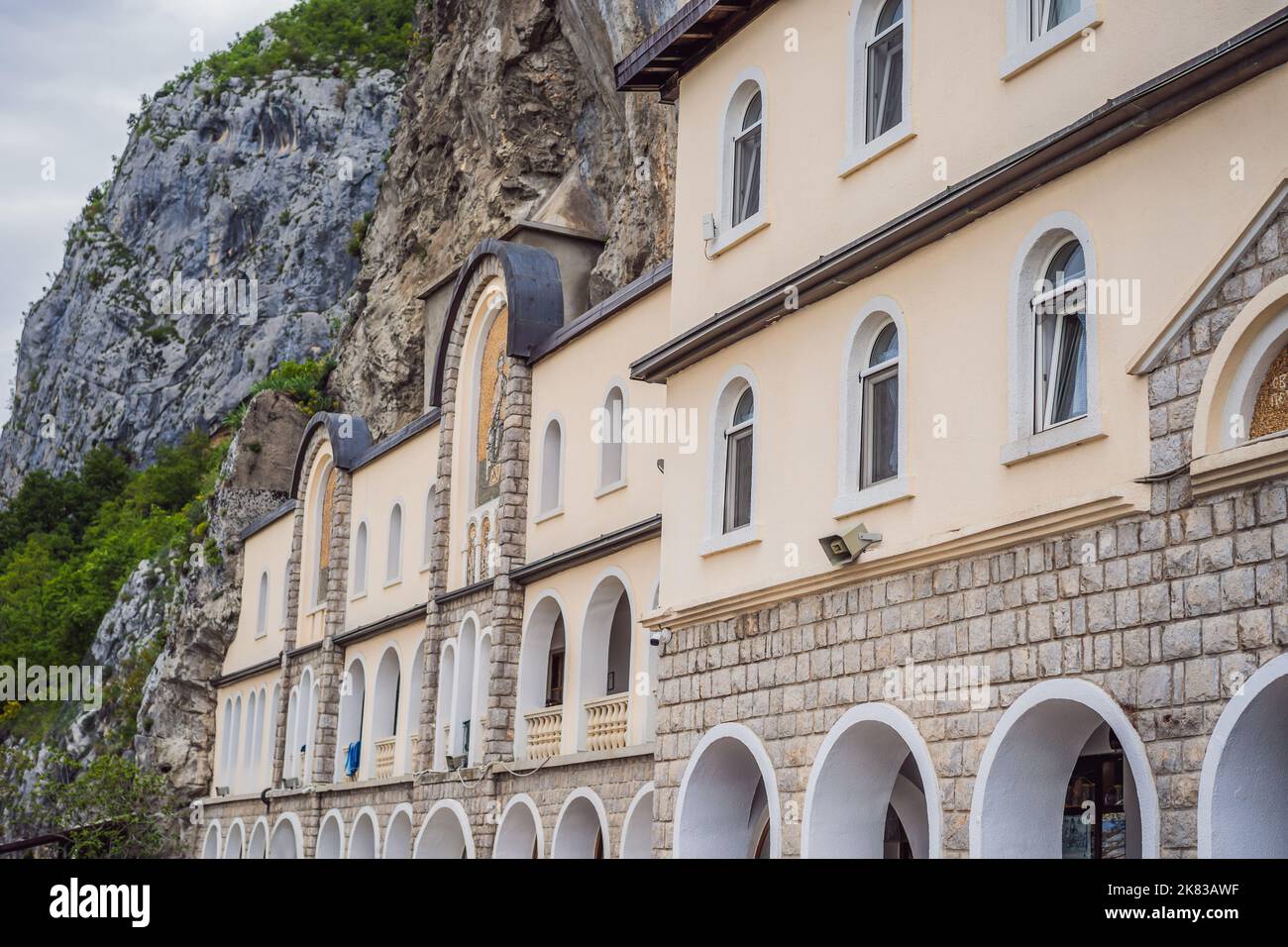 Monastery of Ostrog, Serbian Orthodox Church situated against a ...