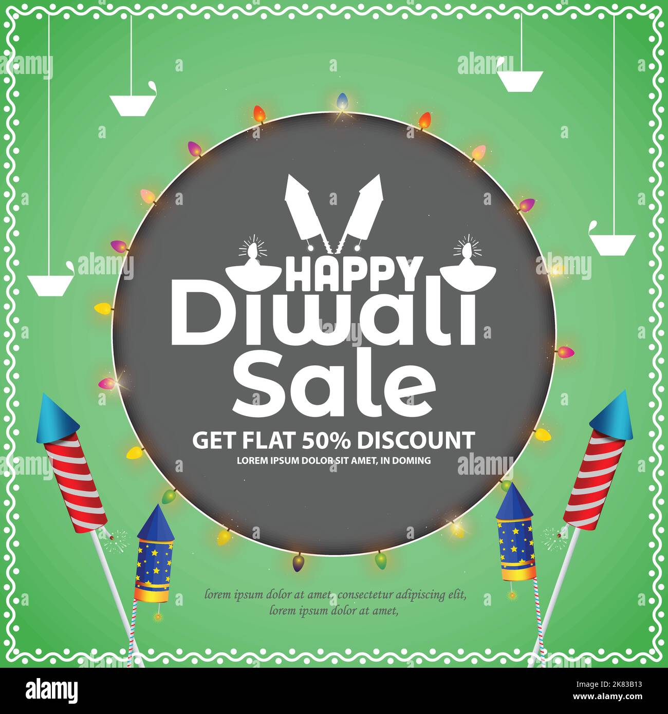 Happy Diwali Sale Discount Up To 50% Banner Template Design With ...