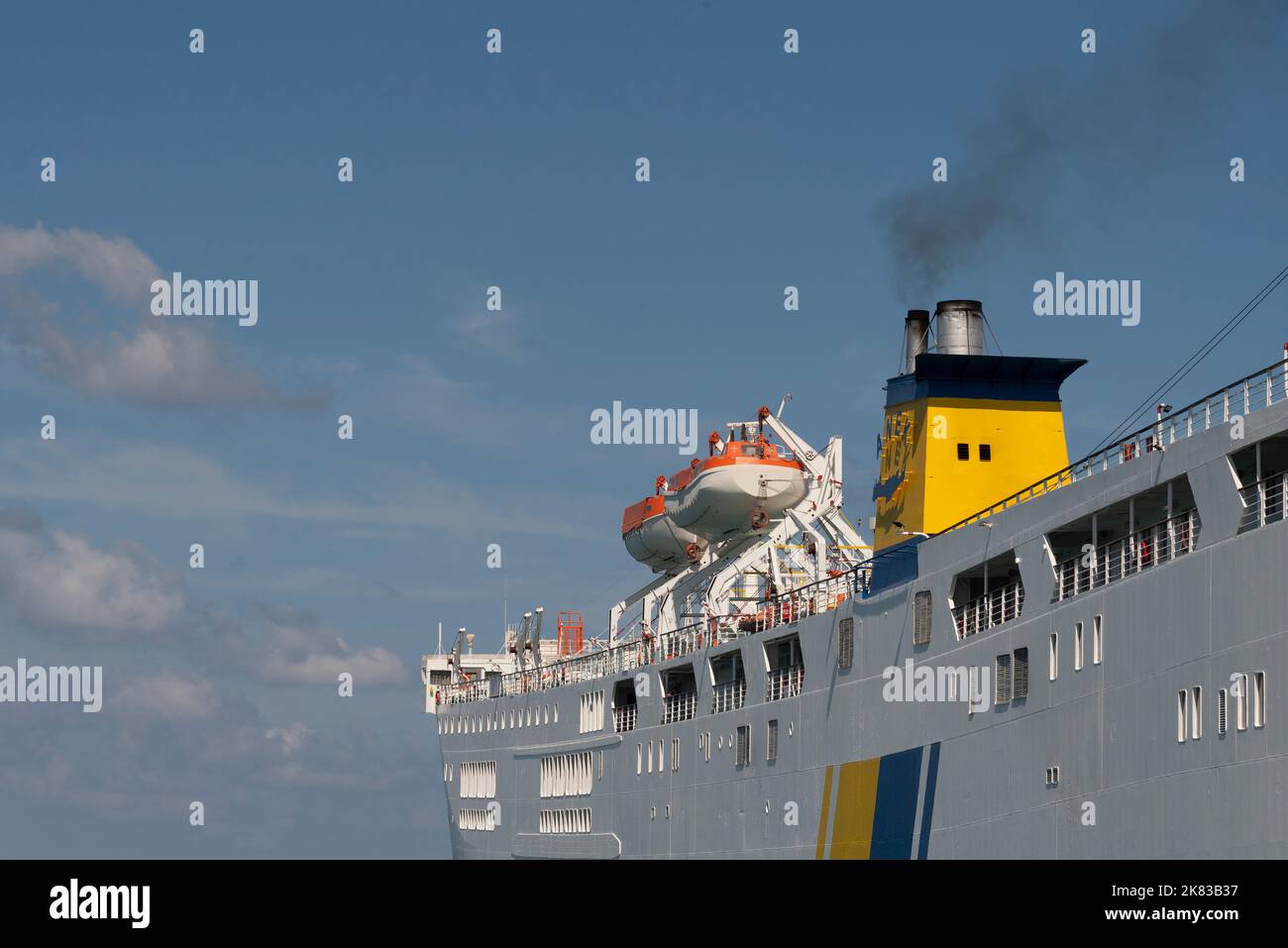 Port of Heraklion, Crete, Greece. 2022 A passeneger ferry with a yellow ...