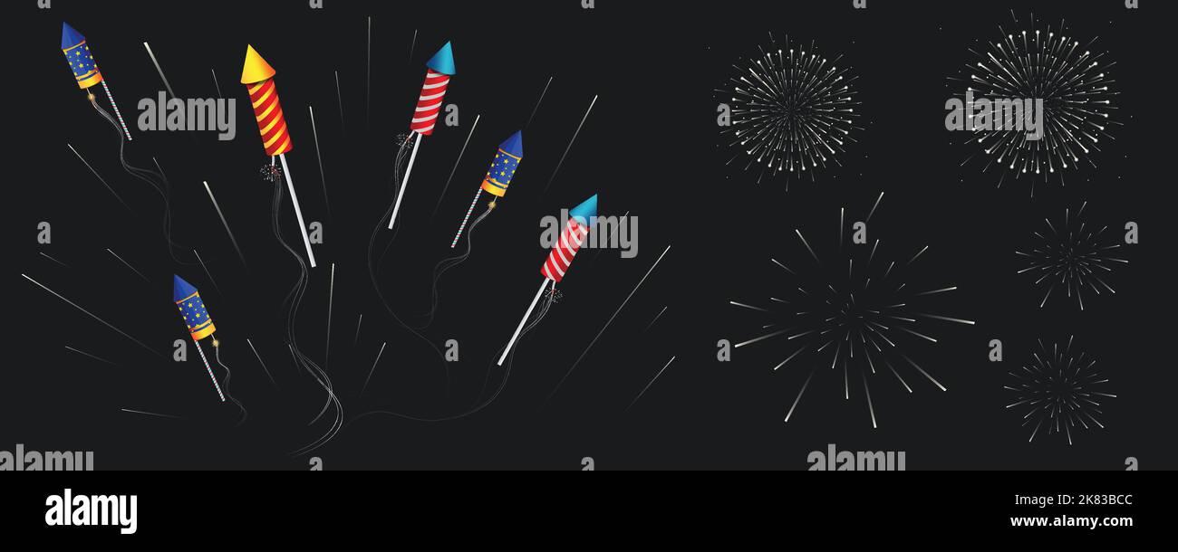 Fireworks set. Colorful firework composition images of fireworks dots ...