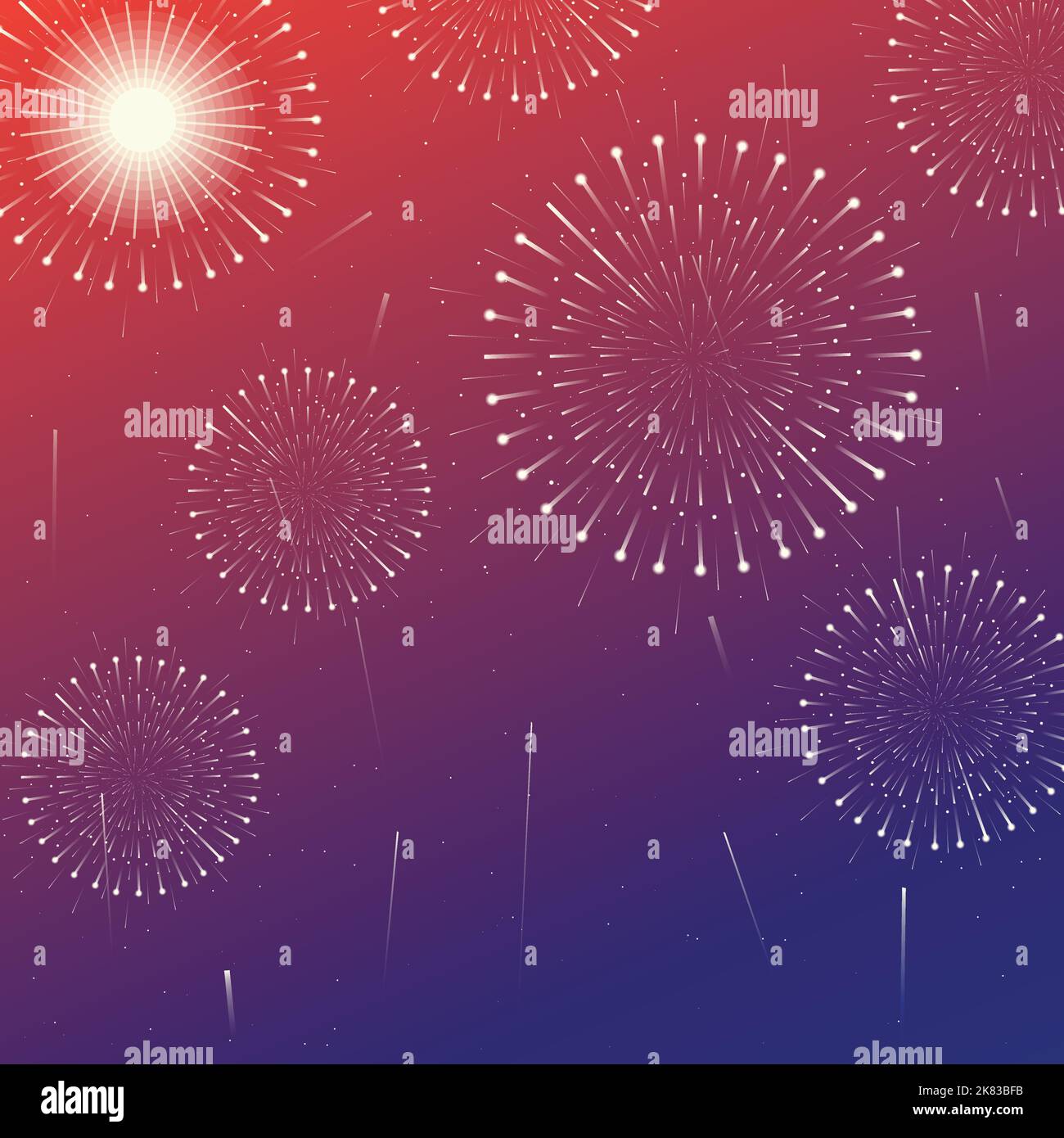 Festive firecrackers bursting in different patterns on colorful ...