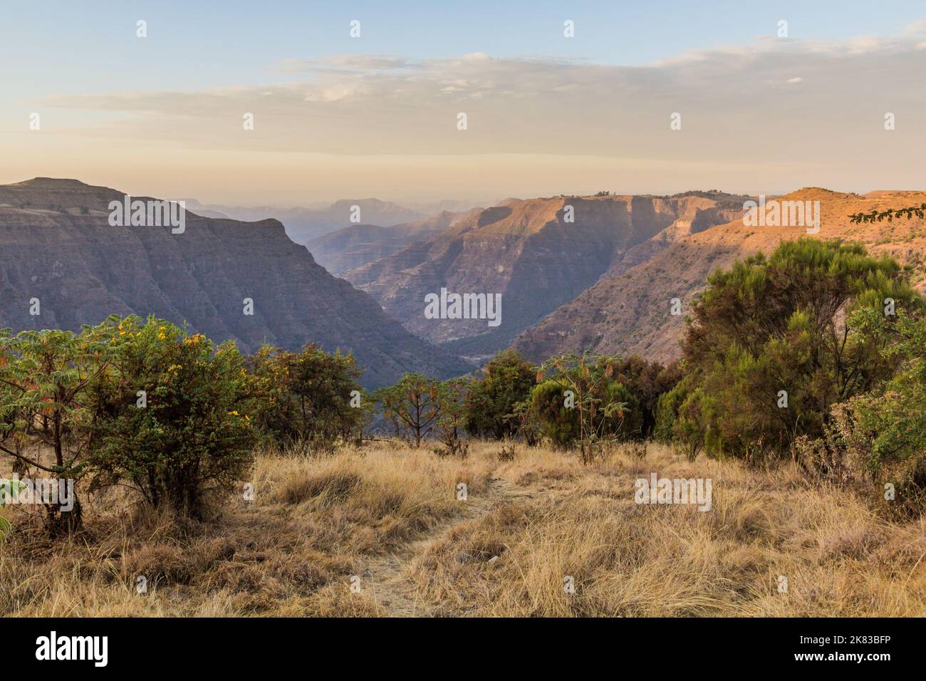 Morning view of a valley in Simien mountains, Ethiopia Stock Photo - Alamy