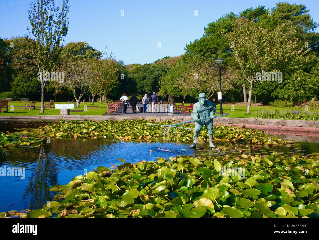 A view of the "Shrimper" a bronze statue in Lowther Park, Lytham St ...