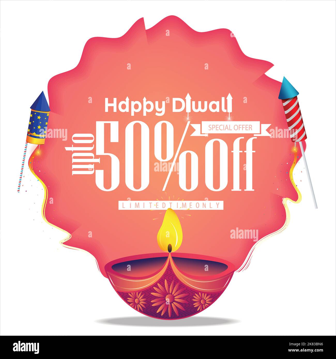 Diwali Sale 50% off banner design with diya oil lamp. Festival sale ...