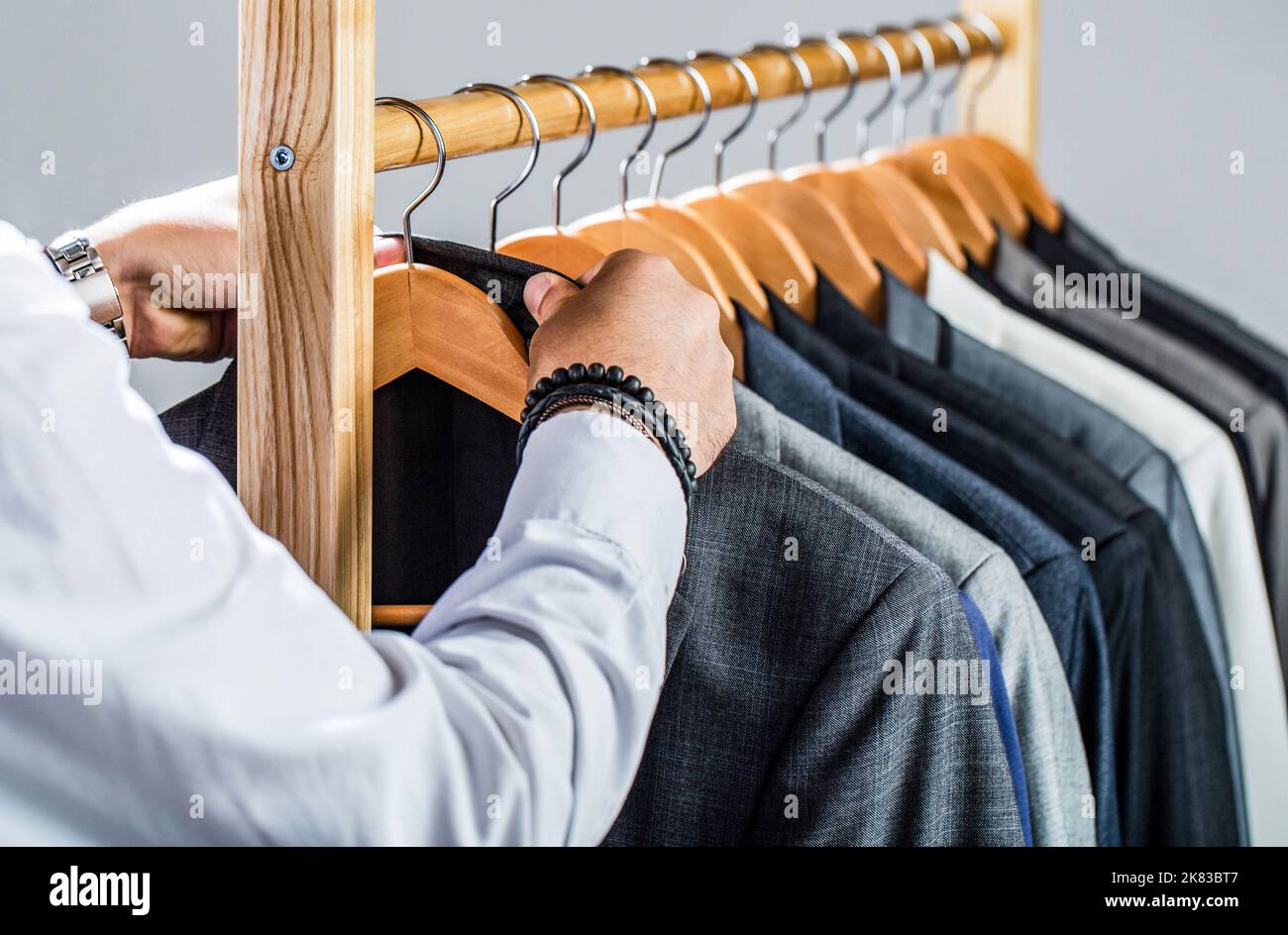 Stylish men's suit. Man suit, tailor in his workshop. Fashion man in ...