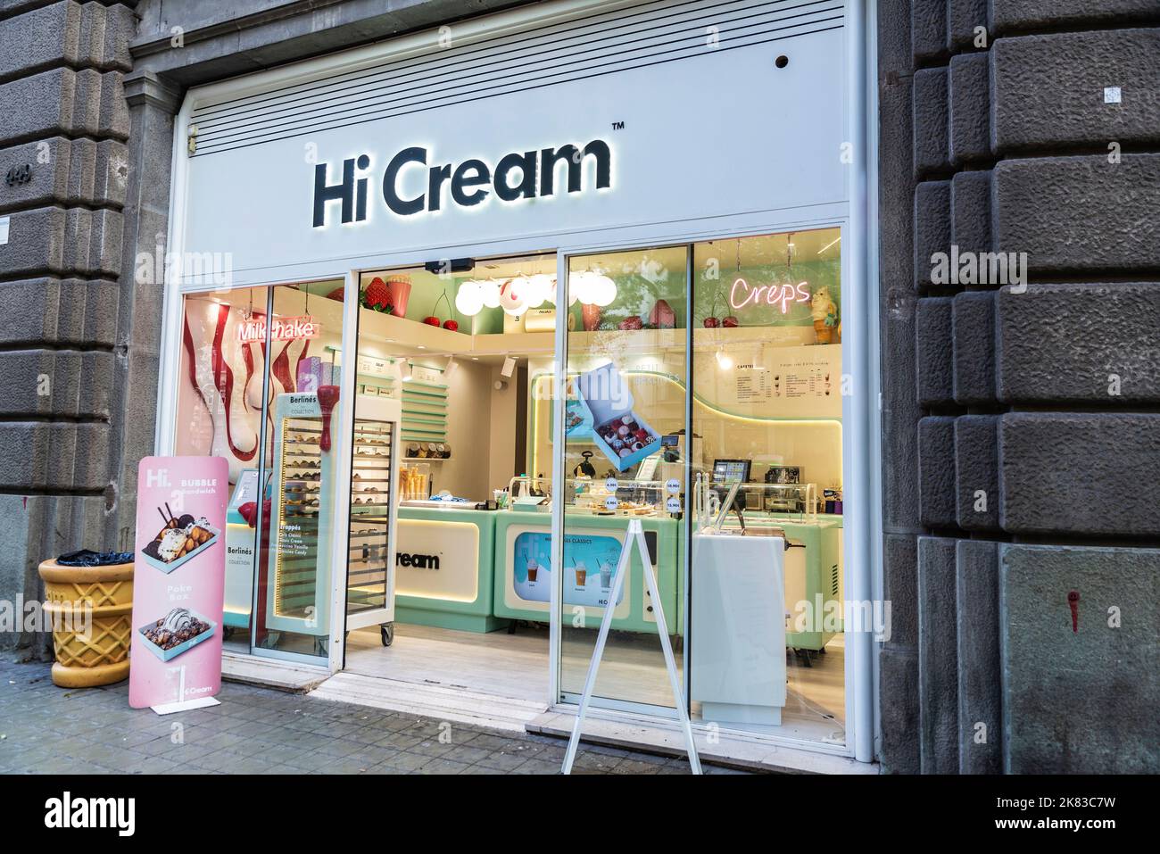 Barcelona, Spain - October 3, 2022: Display of a Hi Cream, ice cream ...